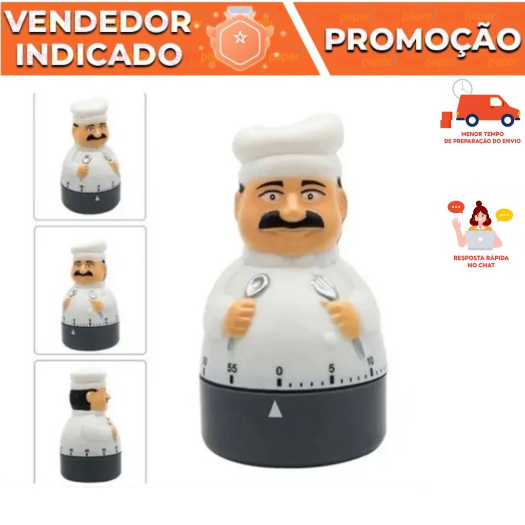 Temporizador Timer De Cozinha Chef Cozinheiro 60min Manual | Shopee Brasil