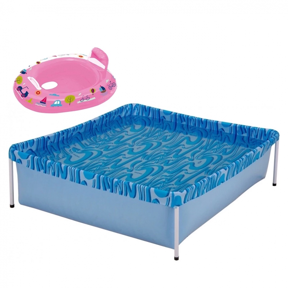 Kit Piscina de Armação Infantil 400 Litros + Bote com Fralda Rosa ...