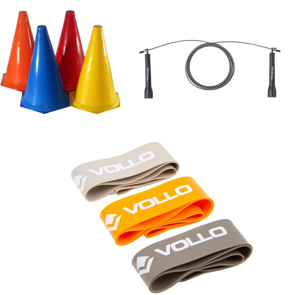 Cone de exercício p/ treino funcional + Mini Band + Corda de Pular | Shopee Brasil
