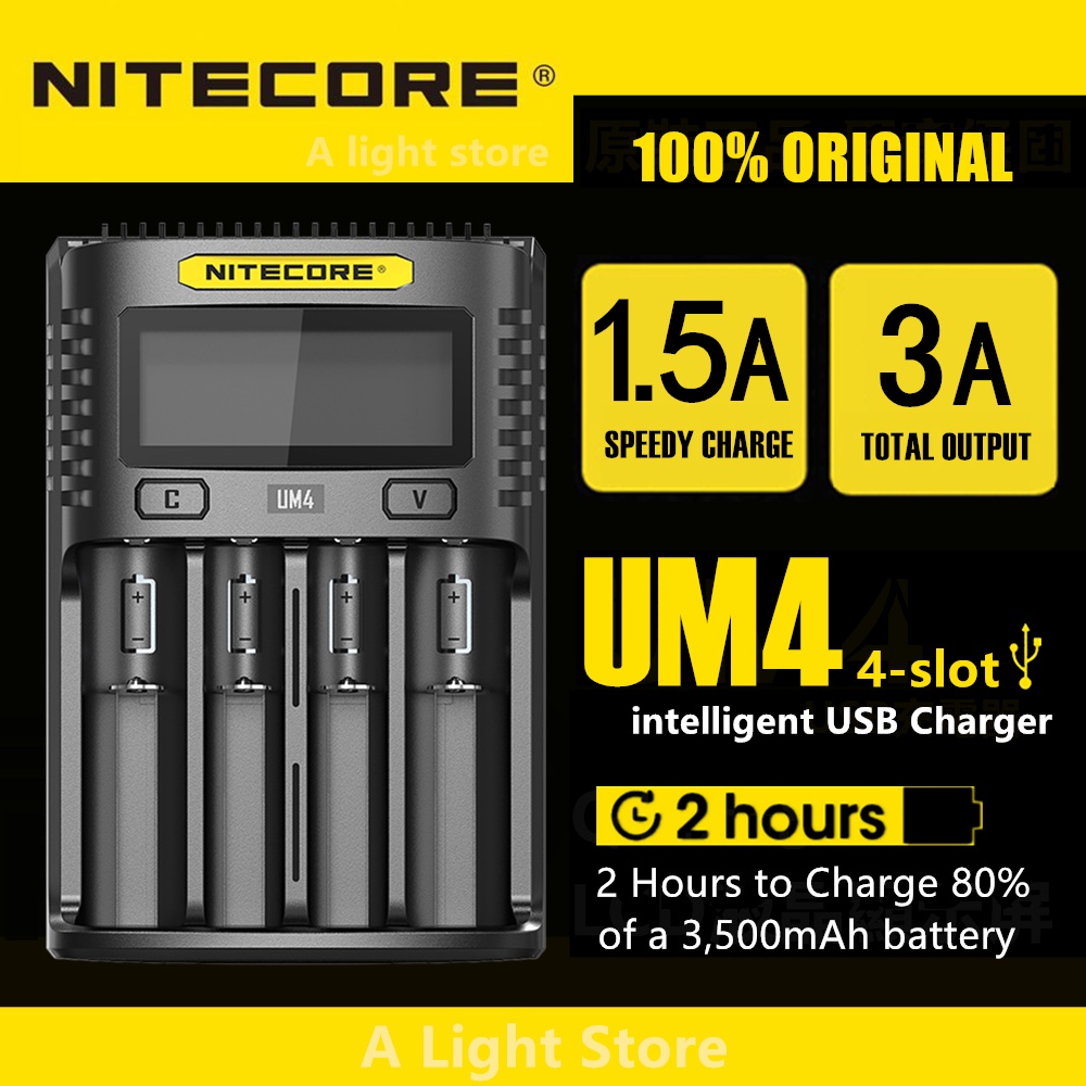 Carregador NITECORE UM4 UM2 Original USB 5V LCD Com Carregamento Smart ...