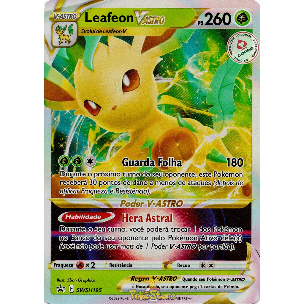 Carta Pokemon Leafeon V Astro Português Card Original Copag SWSH195 ...