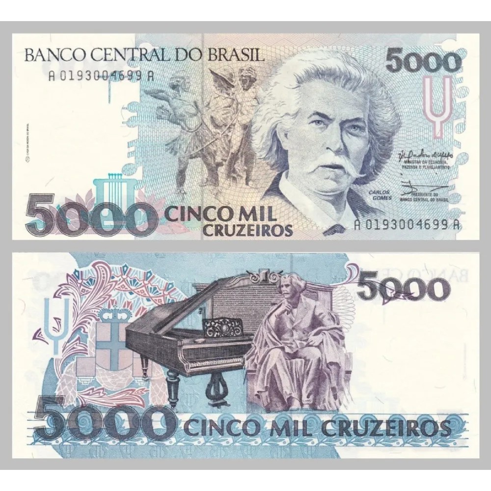 Cedula C 219 5000 Cruzeiros 1990 = FE | Shopee Brasil