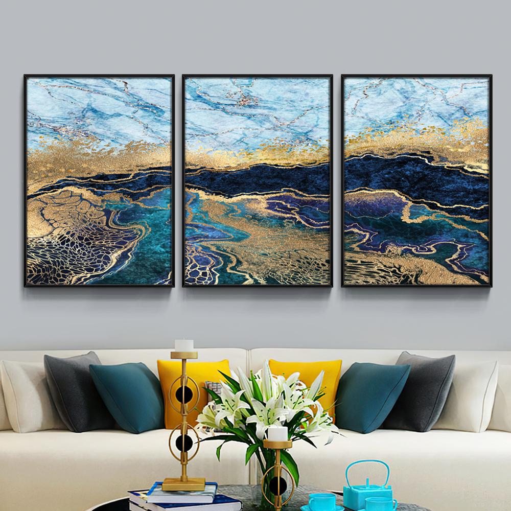 Kit 3 Quadro Decorativo Moldura e Vidro Tamanho A2 Abstrato Mármore ...