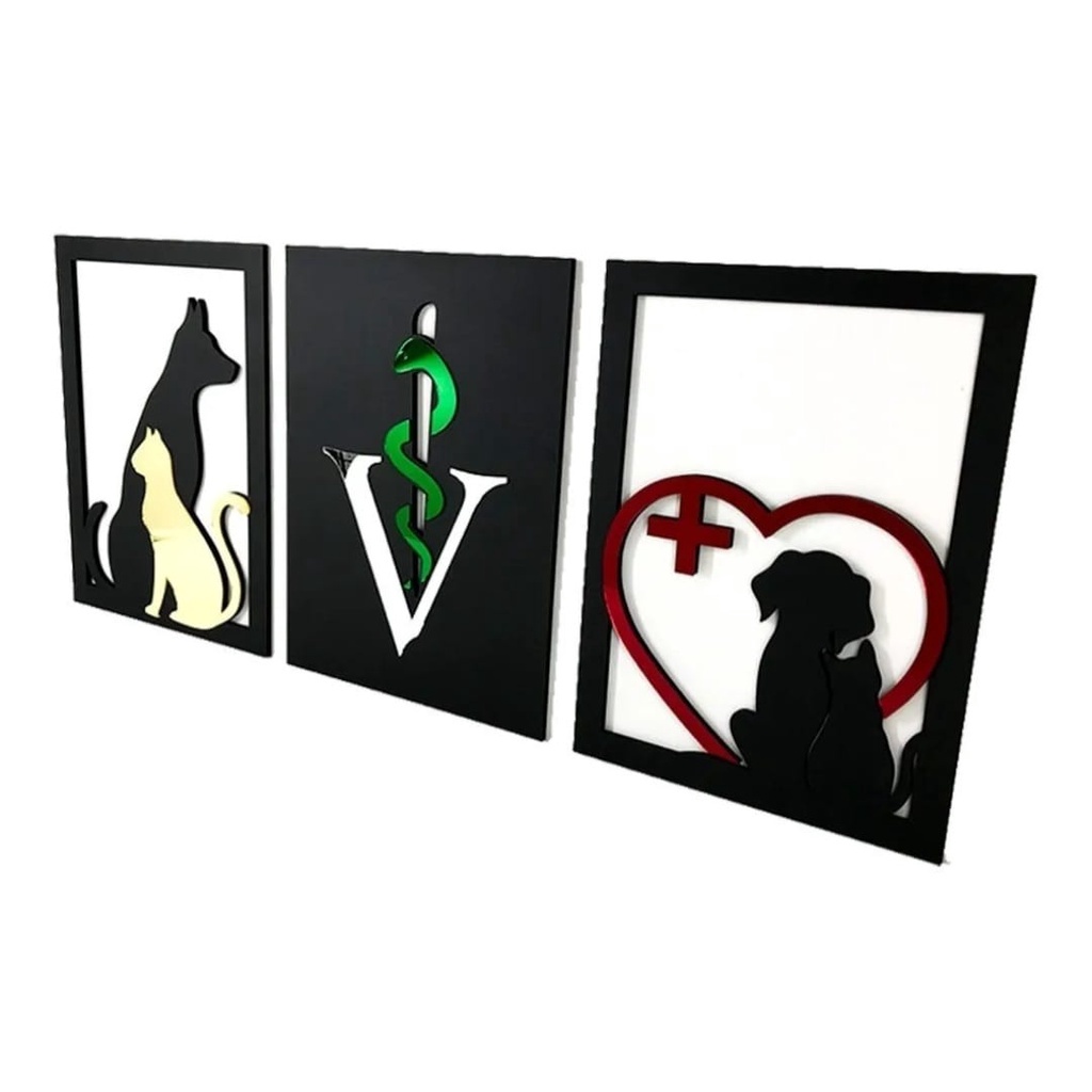 Quadro Decorativo Veterinaria Kit 3 Peças 50x30 | Shopee Brasil