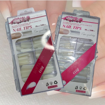 Caixa Com 100 Unhas Tips Curvatura C Honey Girl Acrigel Porcelana Gel ...