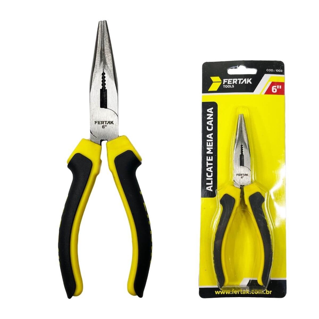 Alicate de Bico Meia Cana 6 Polegadas Cabo Emborrachado Fertak | Shopee Brasil