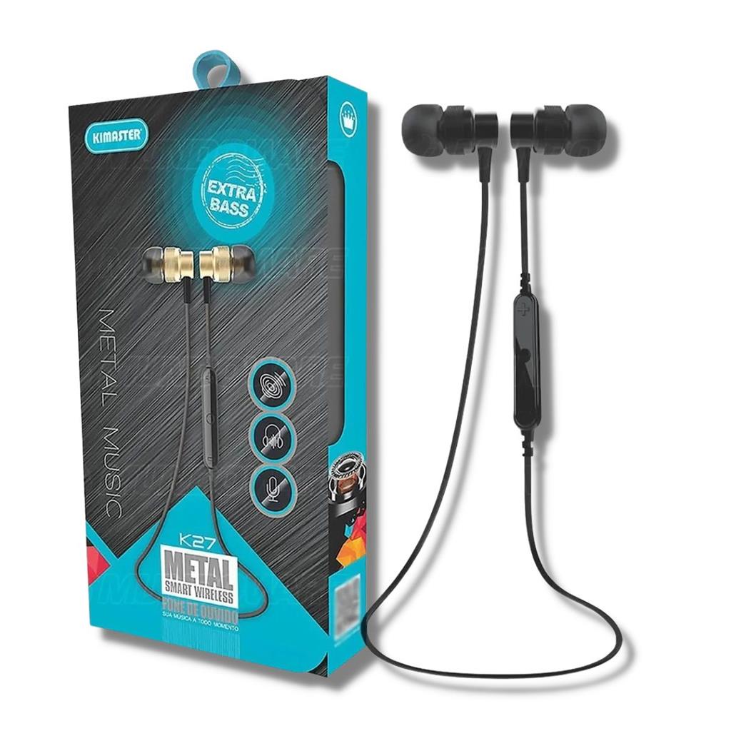 Fone de Ouvido Bluetooth Metal Smart Kimaster K27 com Microfone ...