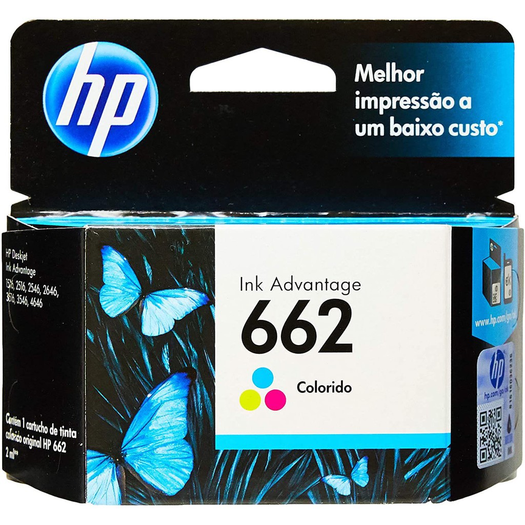 (NO BRASIL) Cartucho de Tinta 662 Colorido HP Original Tricolor Pronta ...