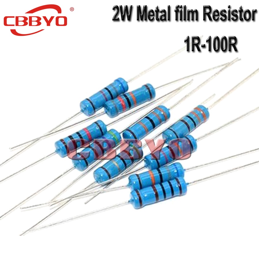 20pcs 2W resistor De Filme Metálico 1 % 1R-100R 220R 1,5r 5,1r 10R 18R ...
