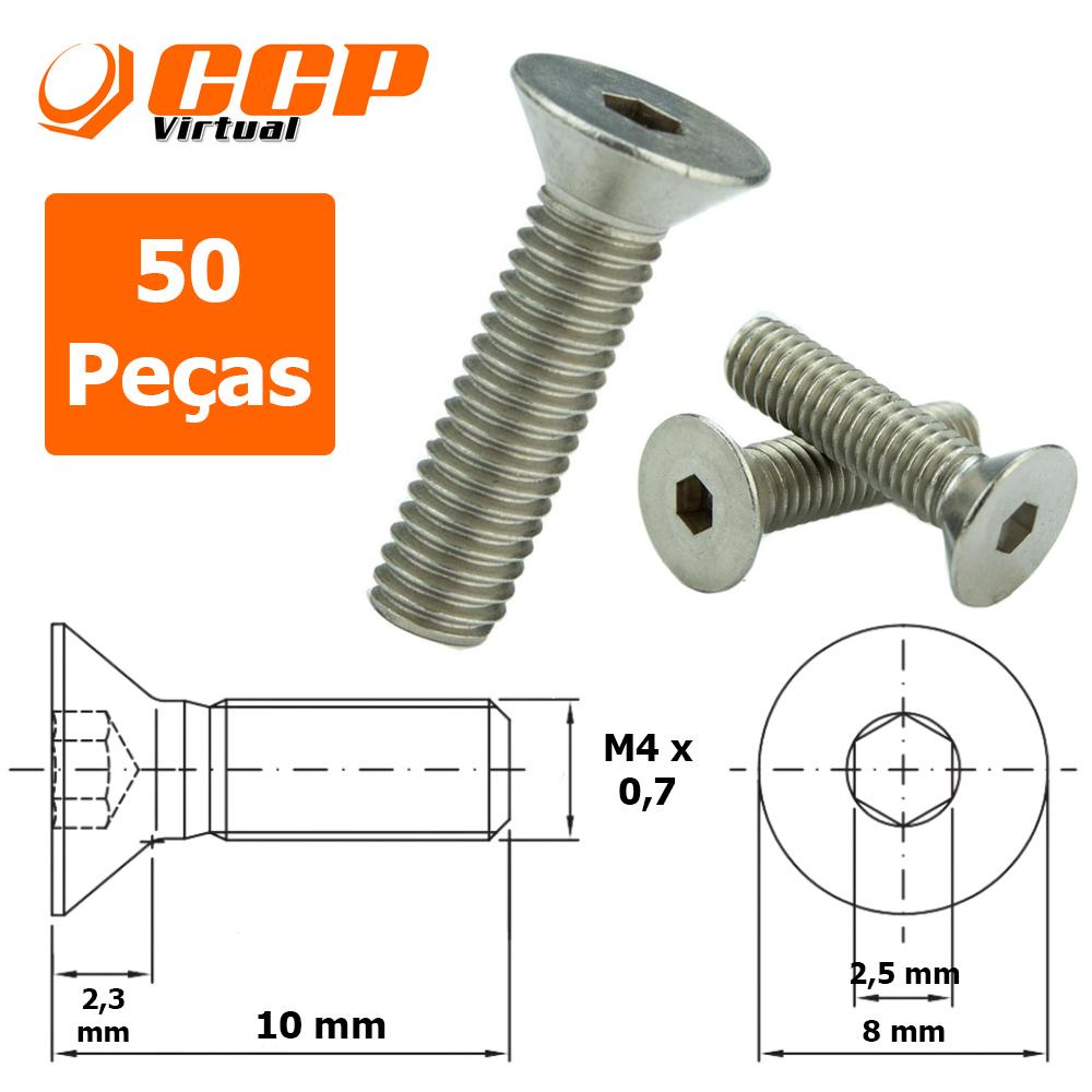 Parafuso Allen Aço Inox Cabeça Chata M4 x 10 mm - 50 Peças | Shopee Brasil