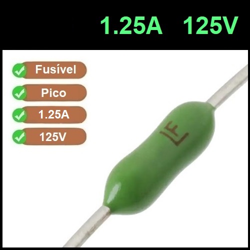 5 Fusivel De Pico 1.25a 1,25a 1250ma Fusistor Micro Chip Verde 125v ...