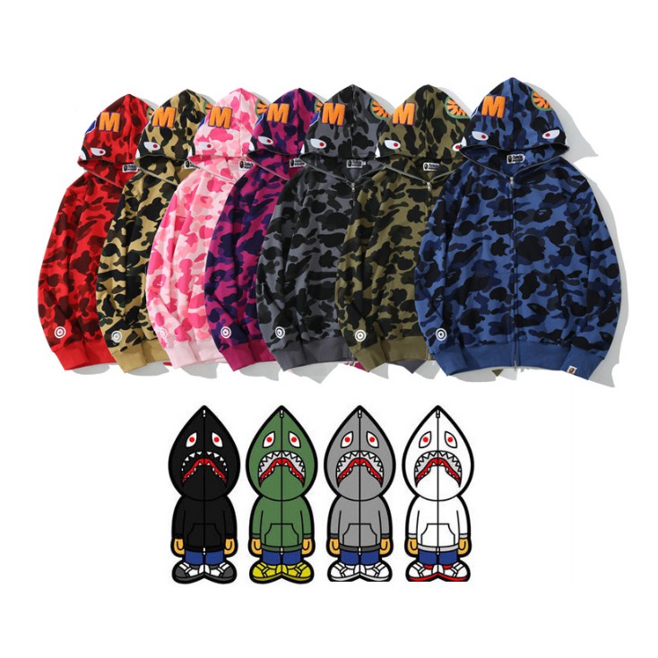 Novas Chegadas BAPEe Tubarão Homens Camisa De Camisola Com Capuz Camuflado Mulheres - Corre Que ...