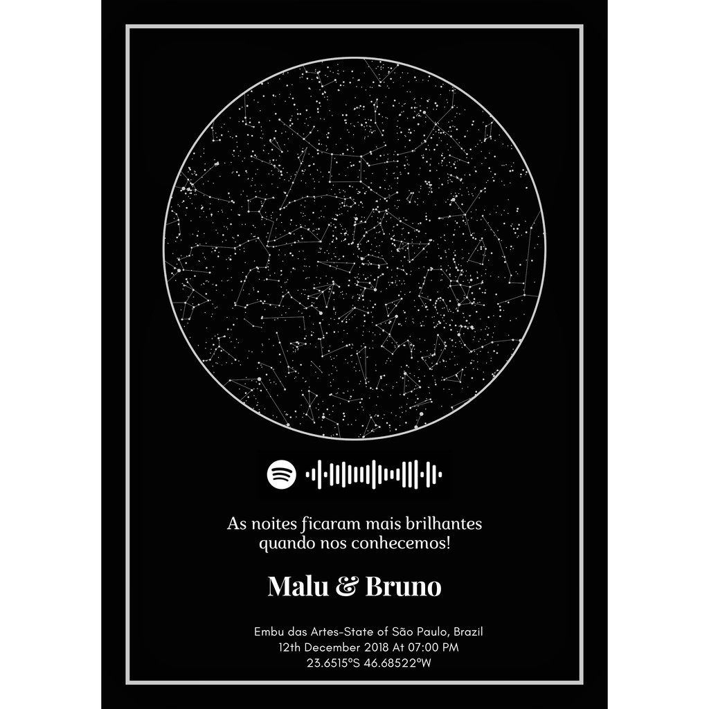 Quadro Mapa das Estrelas / Mapa Estelar / Meu Céu / Mapa Celeste ...