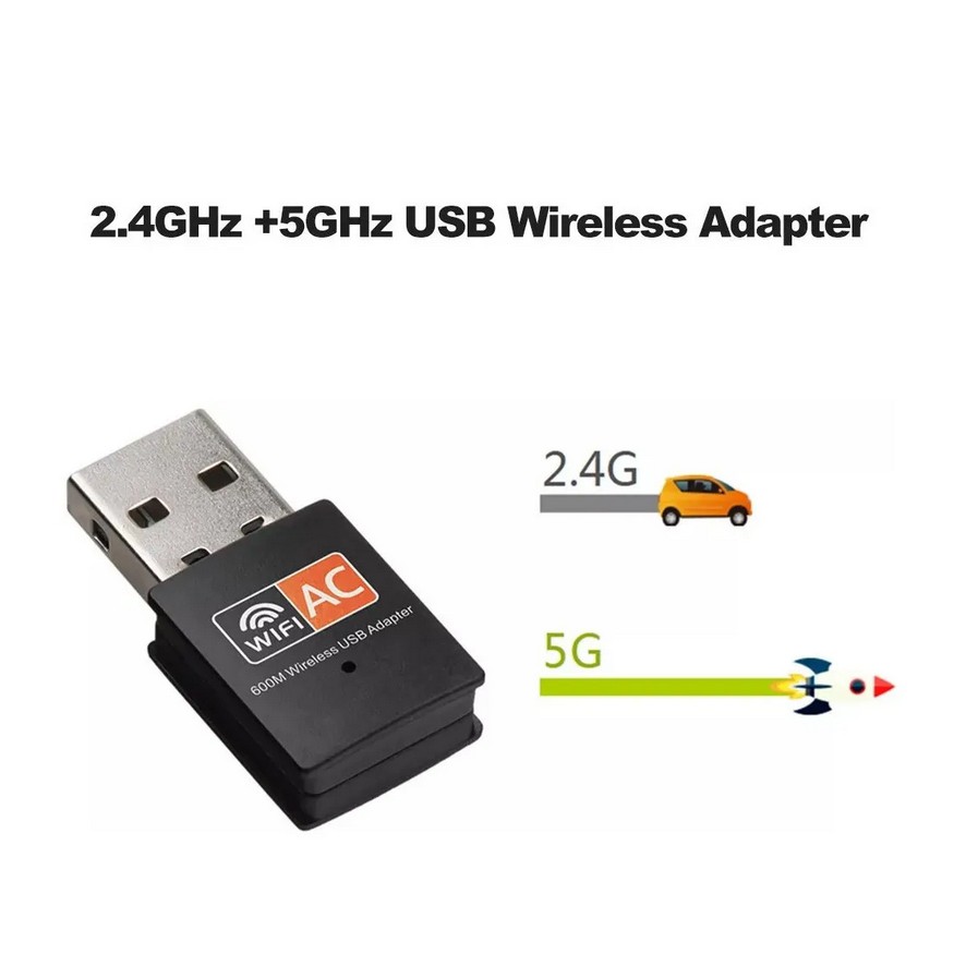 Dual Band 600mbps 2.4ghz + 5ghz Adaptador Wireless Usb Wifi | Shopee Brasil
