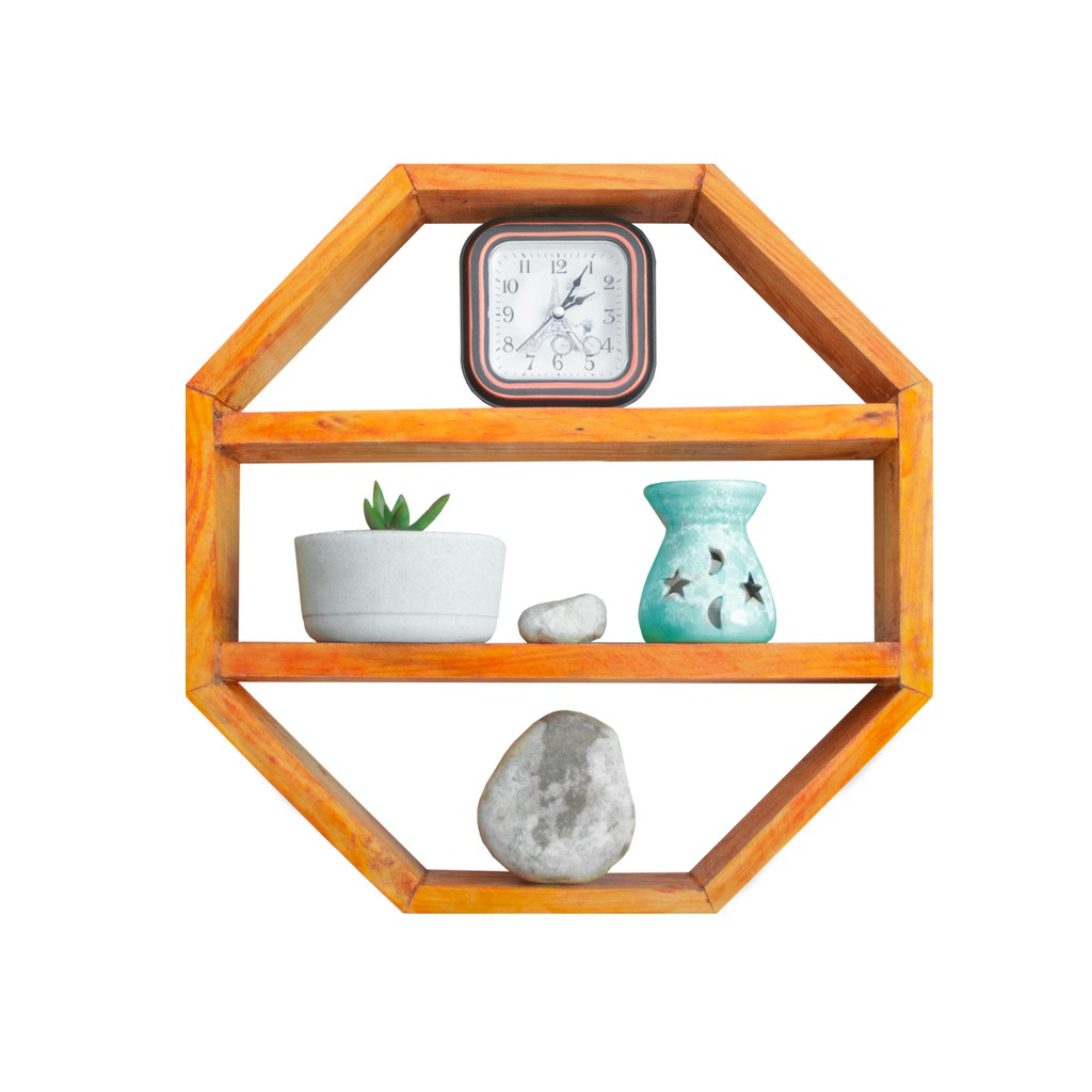 Nicho Decorativo Octagonal para objetos cristais drusa suculentas ZR15 ...