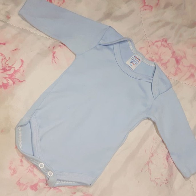 Roupa de bebê Body Azul Claro Liso (Masculino) + Blinde | Shopee Brasil