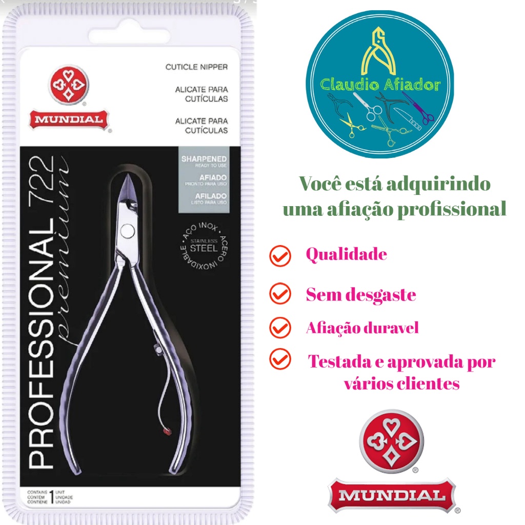 Alicate de Cutícula 722 Mundial Profissional de Inox Original | Shopee ...