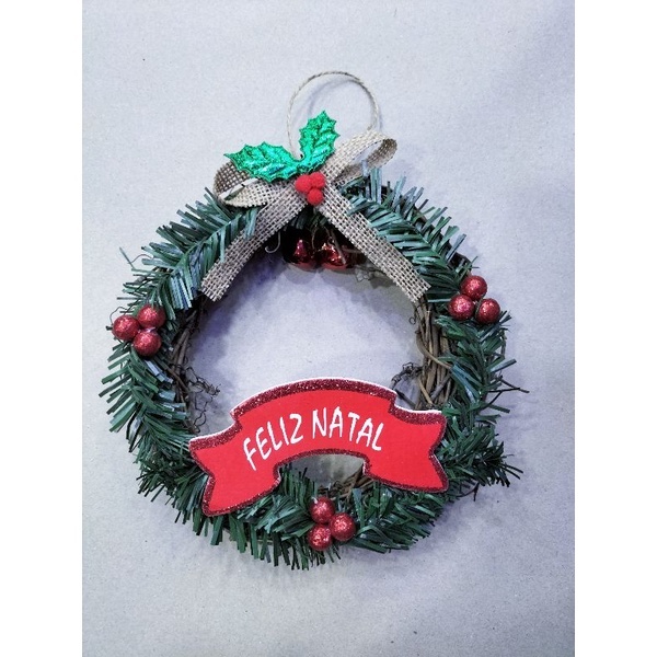 Guirlanda De Natal Enfeite Com bolinha de guizo Para Porta | Shopee Brasil