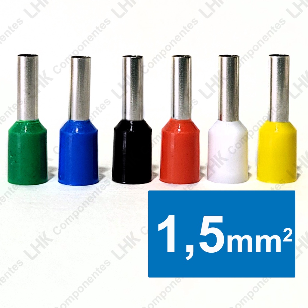 Terminal ilhós tubular isolado E1508 - para cabos de 1,5mm | Shopee Brasil