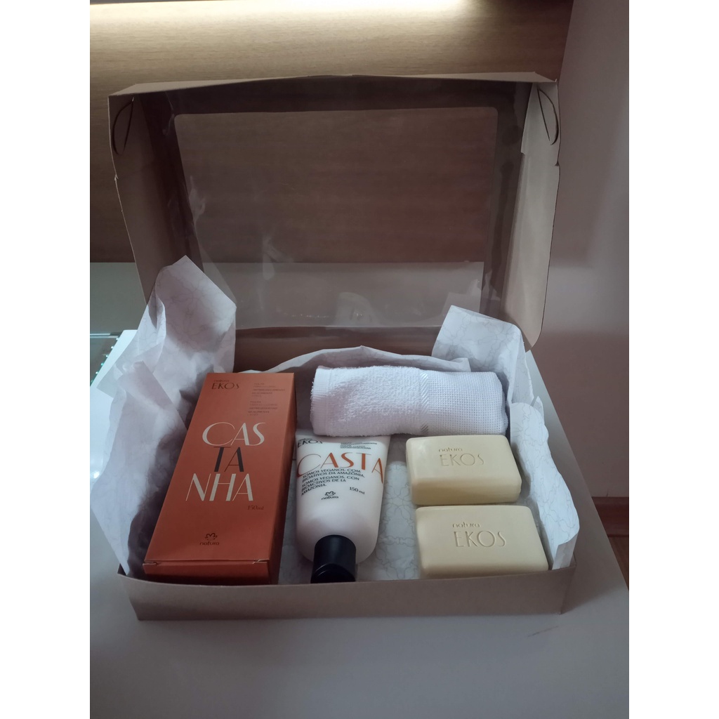 Kit presenteavel Linha Ekos e Aguas Natura hidratante 150ml e sabonete ...