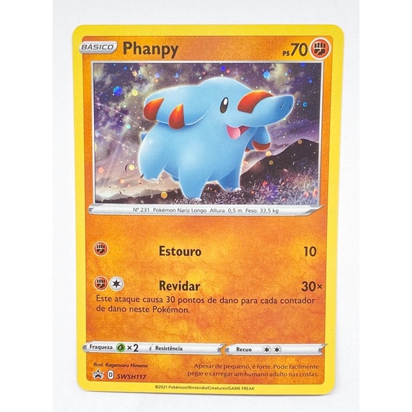 Carta SWSH117 Pokémon TCG Original Copag Card Rare Foil Phanpy ...