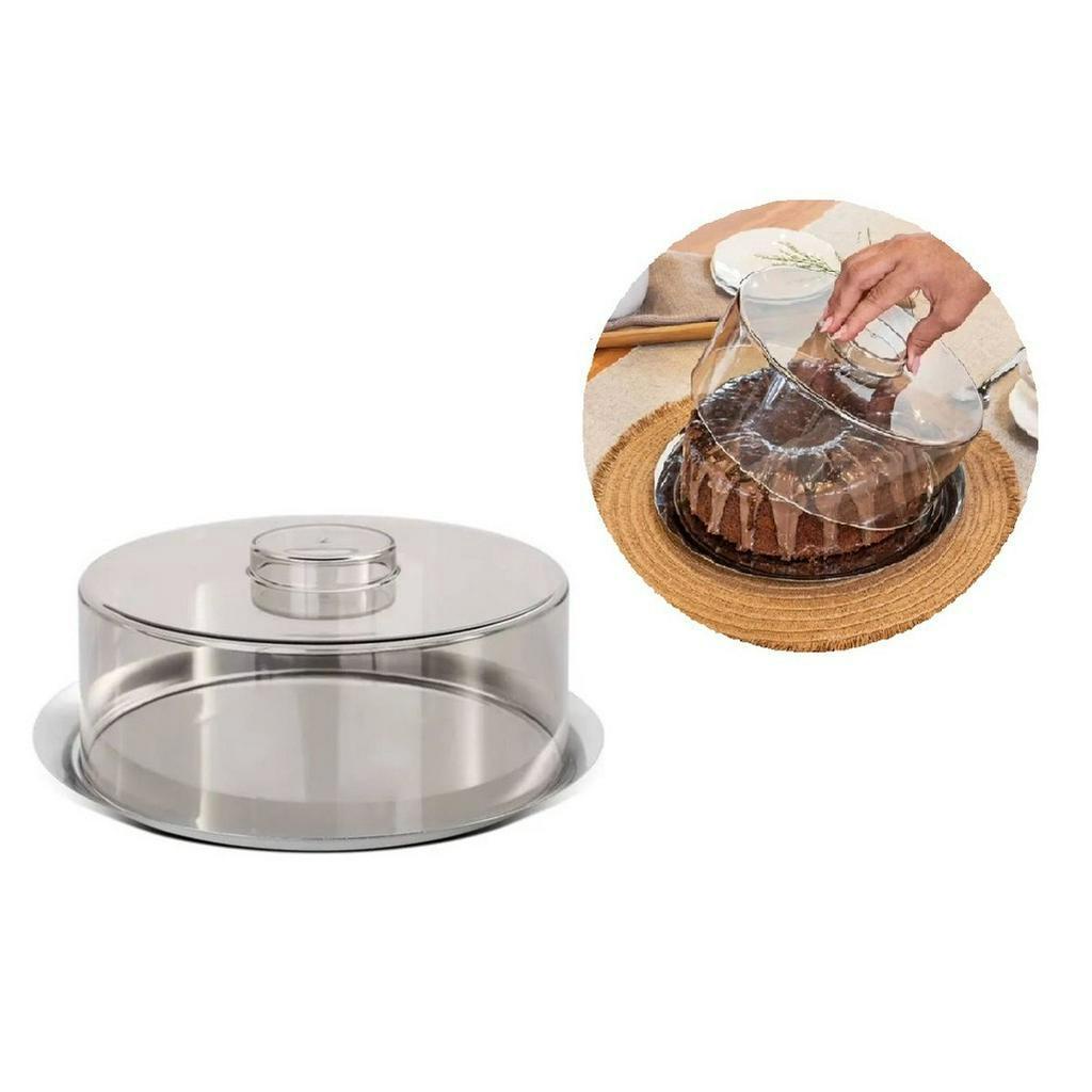 Kit Boleira Com Prato Inox Tampa Padaria Bolo Torta Brinox | Shopee Brasil