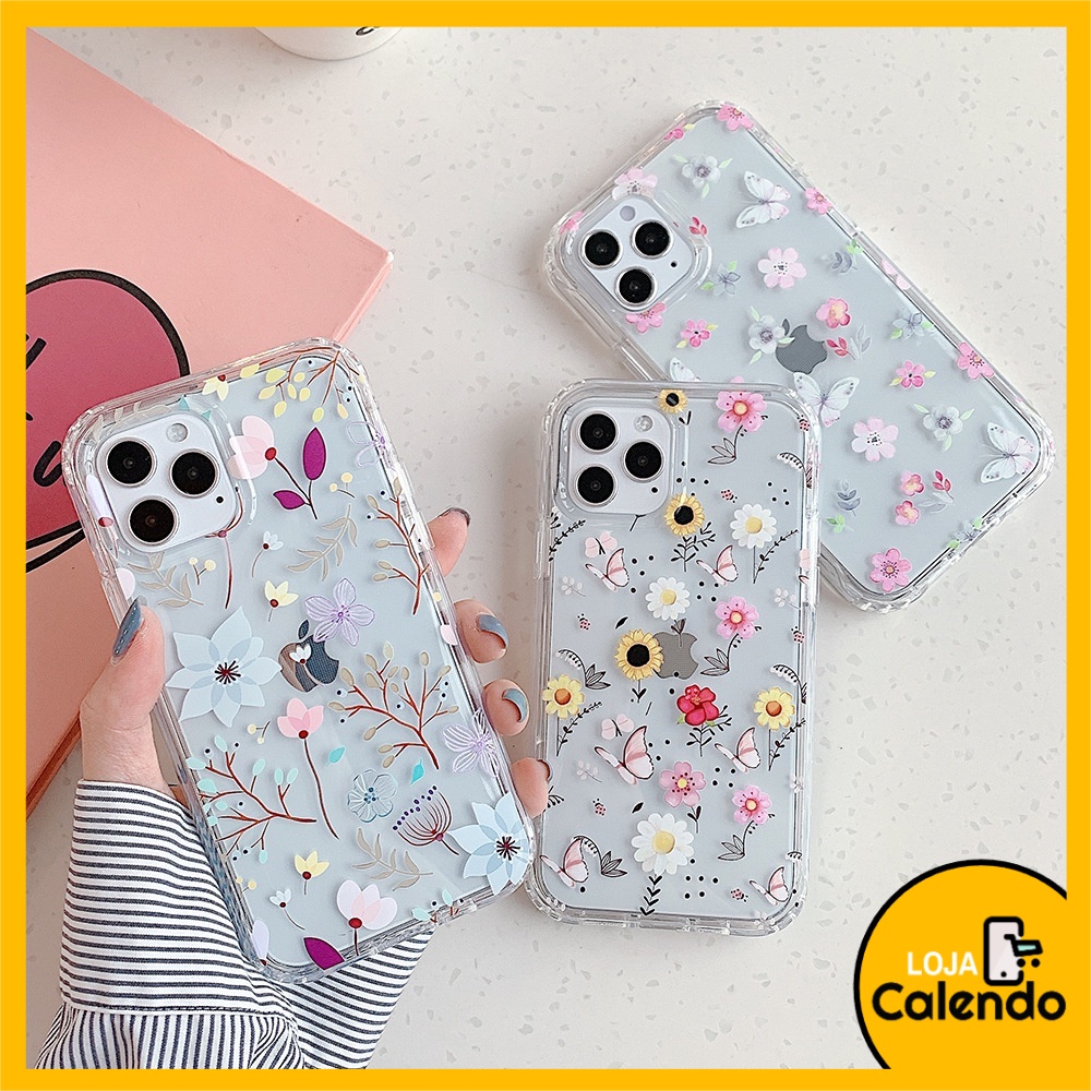 Capinha Flexível com Lindas Estampas de Flores para Modelos iPhone -15/14 13/12/11/XS/XR/X/8/7 ...