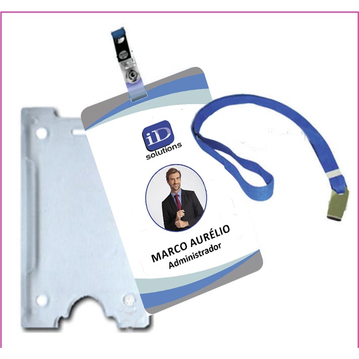 Kit 10 crachas em pvc Personalizado com capa e cordão basico e arte ...