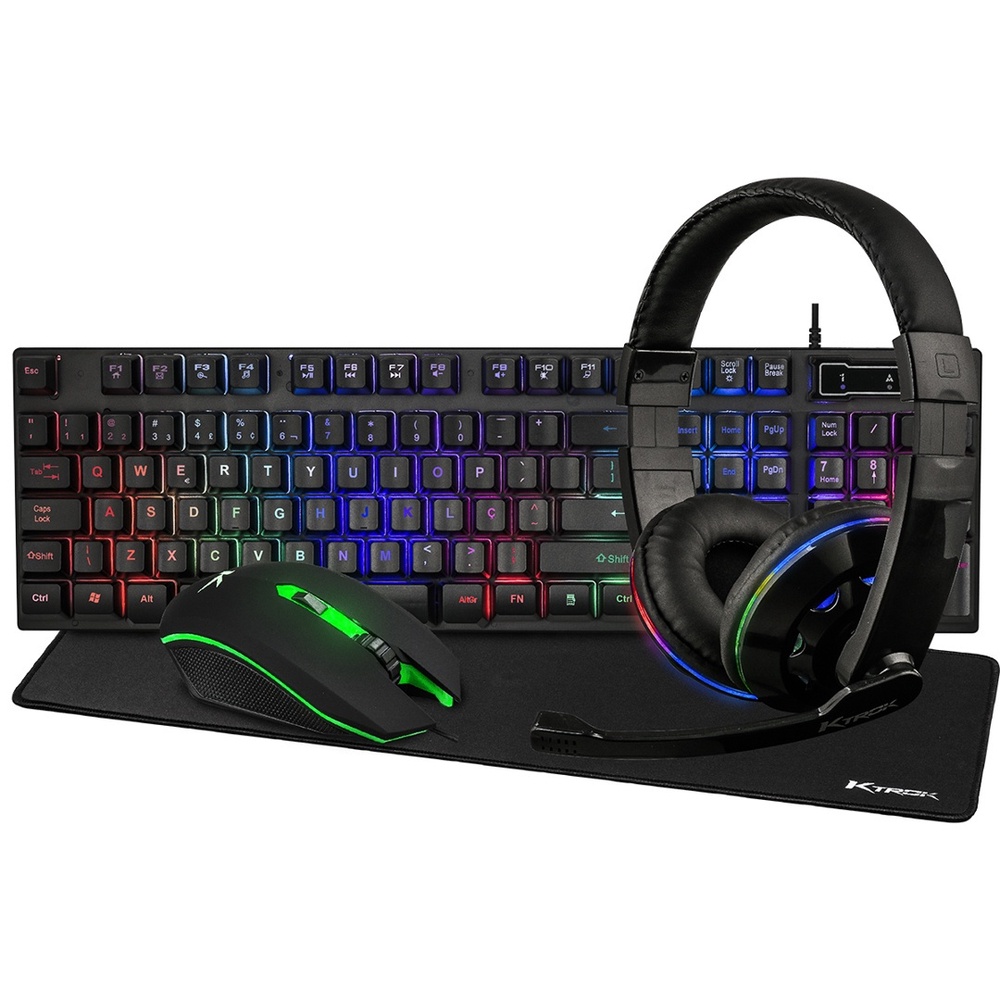 Kit Combo Gamer 4X1 ktrok Mouse Teclado Headset Usb Iluminado Led Rgb ...