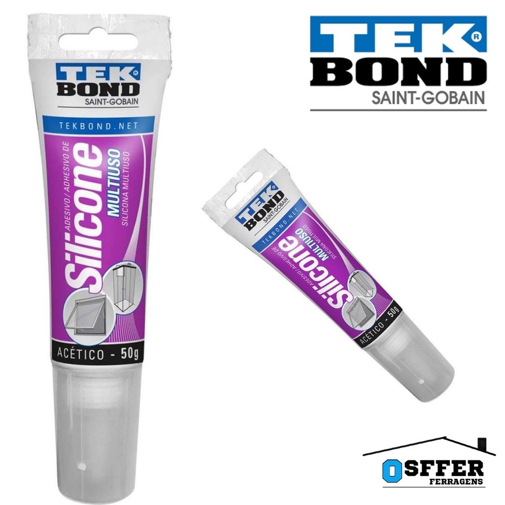 Siliconte Acético Multiuso Transparente Tekbond 50g | Shopee Brasil