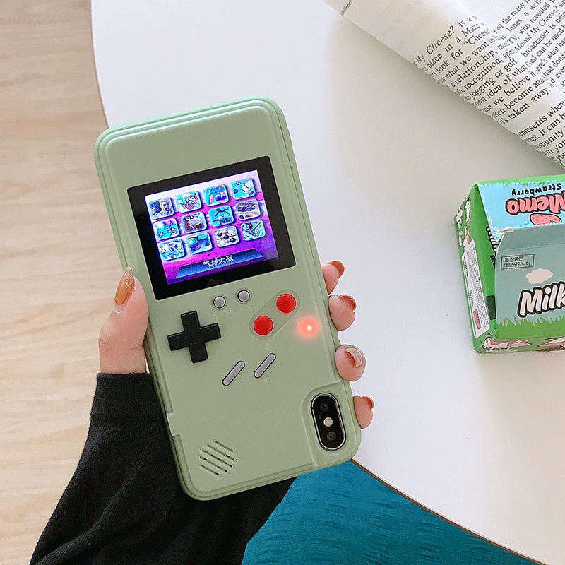 Capa Gameboy Phone Shell Para iPhone 14 11 12 13 14 15 pro max Case Tela Colorida Coque x xr xsmax 7 8 Mais maxBack