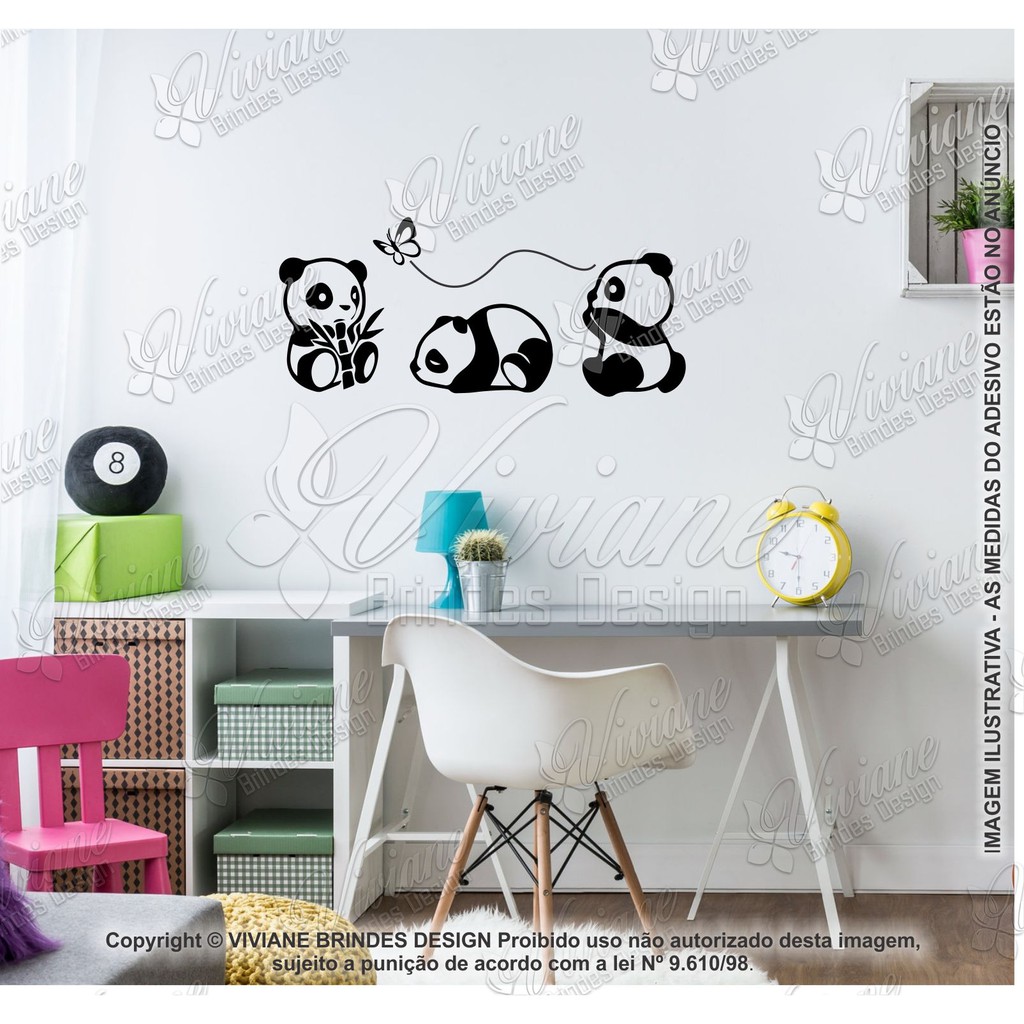 Adesivo decorativo ursinho Panda 3 pandas Borboleta BP01 | Shopee Brasil