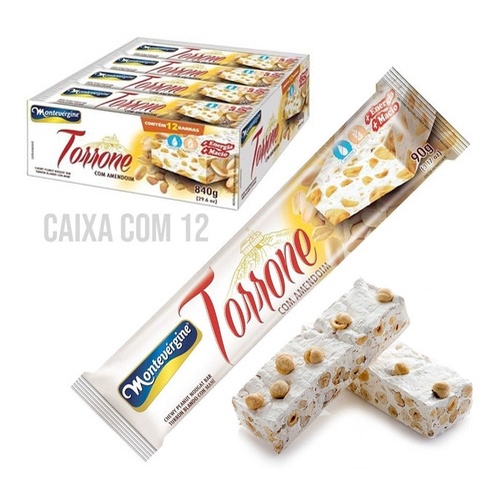 Torrone amendoim montevergine 70g c/ 12 unidades | Shopee Brasil