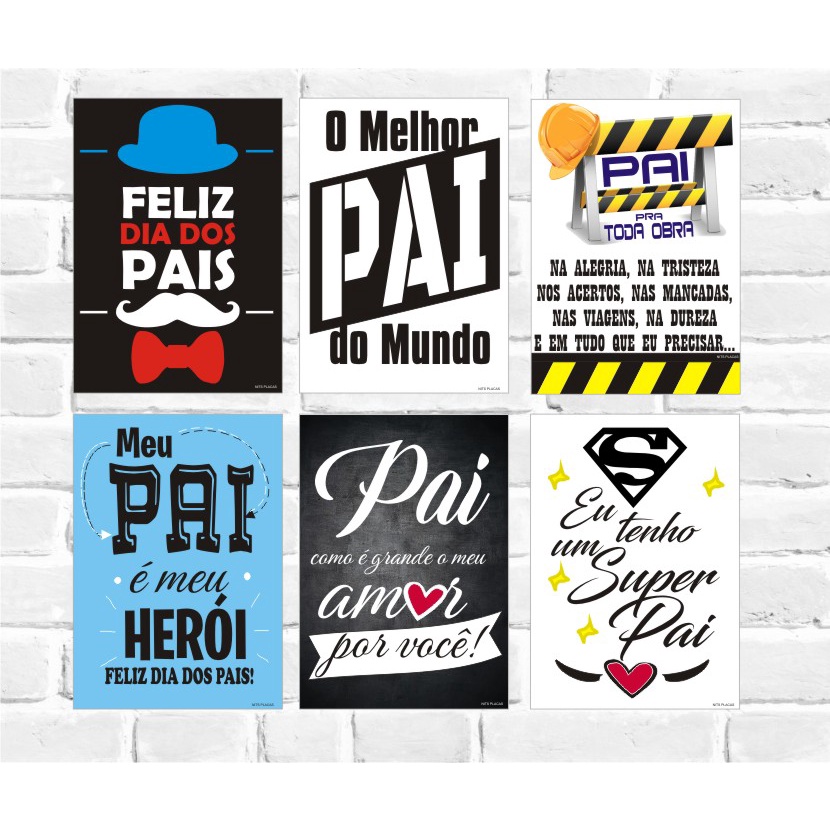 PLACAS DECORATIVAS DIA DOS PAIS - feliz dia - melhor - toda obra - herói - grande amor - super ...