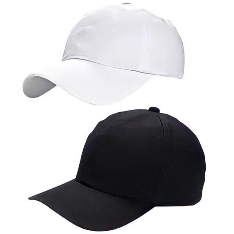 Boné Preto Branco Básico Liso Simples Aba Curva Ajustável Unissex ...