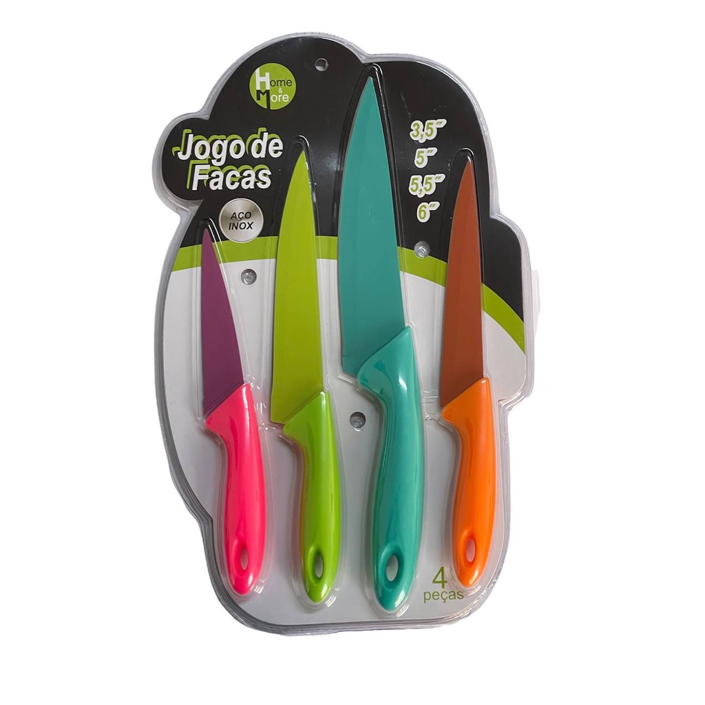 Jogo de facas aço inoxidável colorida Cozinha kit com 4 facas coloridas ...