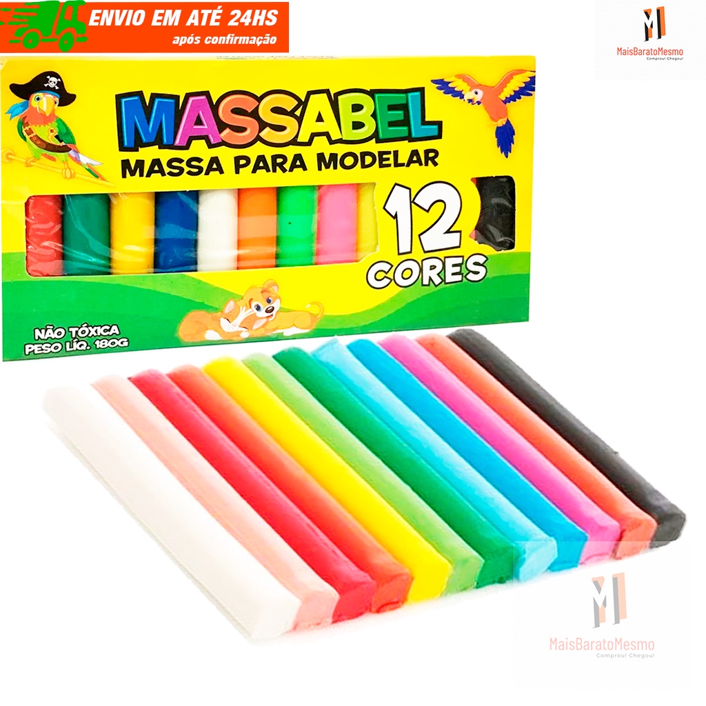 Massinha De Modelar Com 12 Cores Massabel 130g | Shopee Brasil