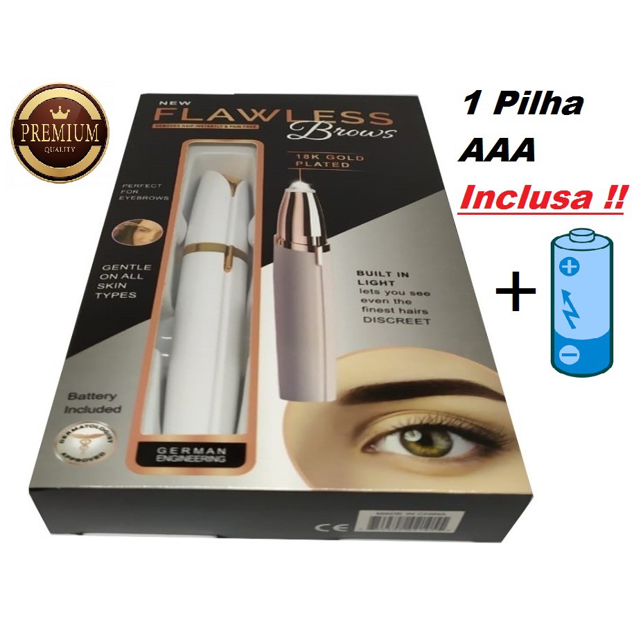 Depilador Feminino Aparador de Sobrancelha Remove Pelo Luz Led + Pilha Original Elétrico Facial ...