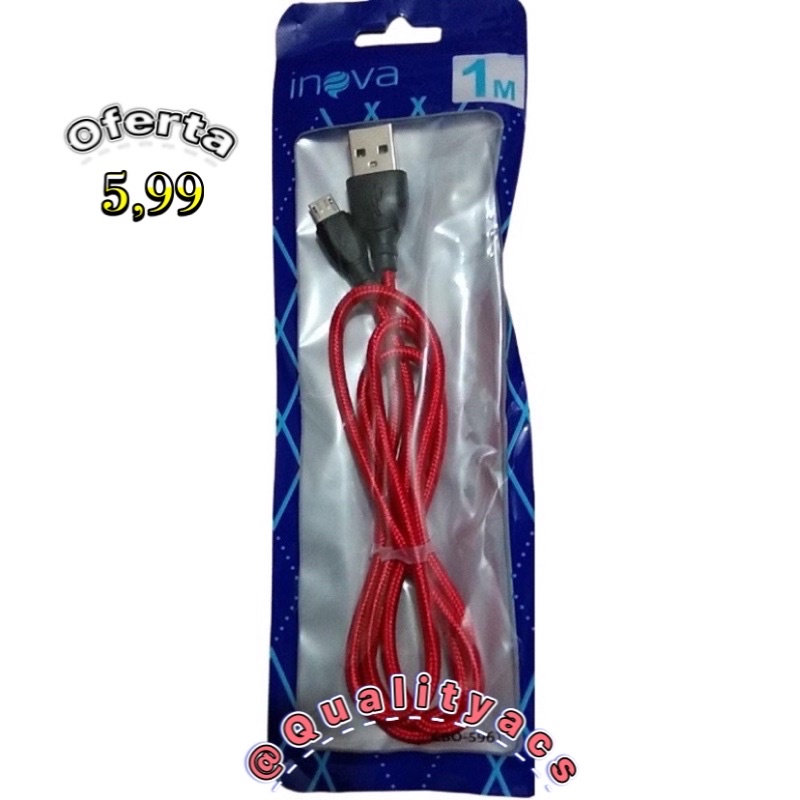 Cabo dados e carga Inova Micro Usb V8 Nylon 1m Atacado | Shopee Brasil