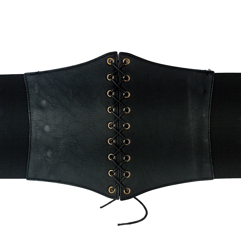 Cinto Corpete Preto Feminino De Couro Sintetico E Elastico Corset ...