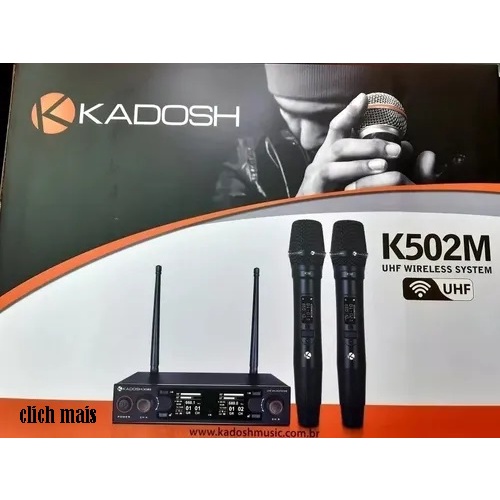 Microfone Sem Fio Kadosh K-502m K502M Dinamico cardioide Carga Por Usb Profissional Sem Fio ...