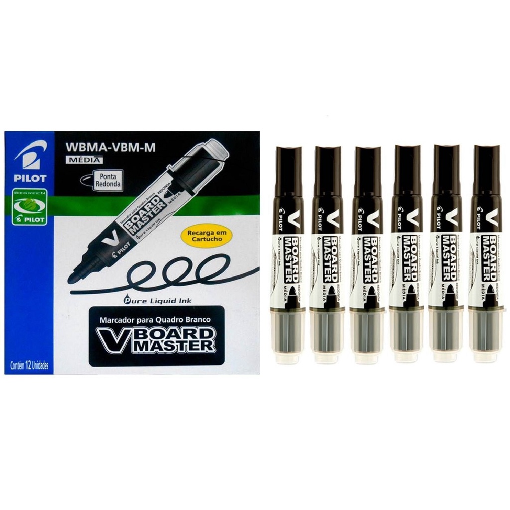 Canetão Pincel Marcador Caneta Para Quadro Branco Preto 6 Unidades ...