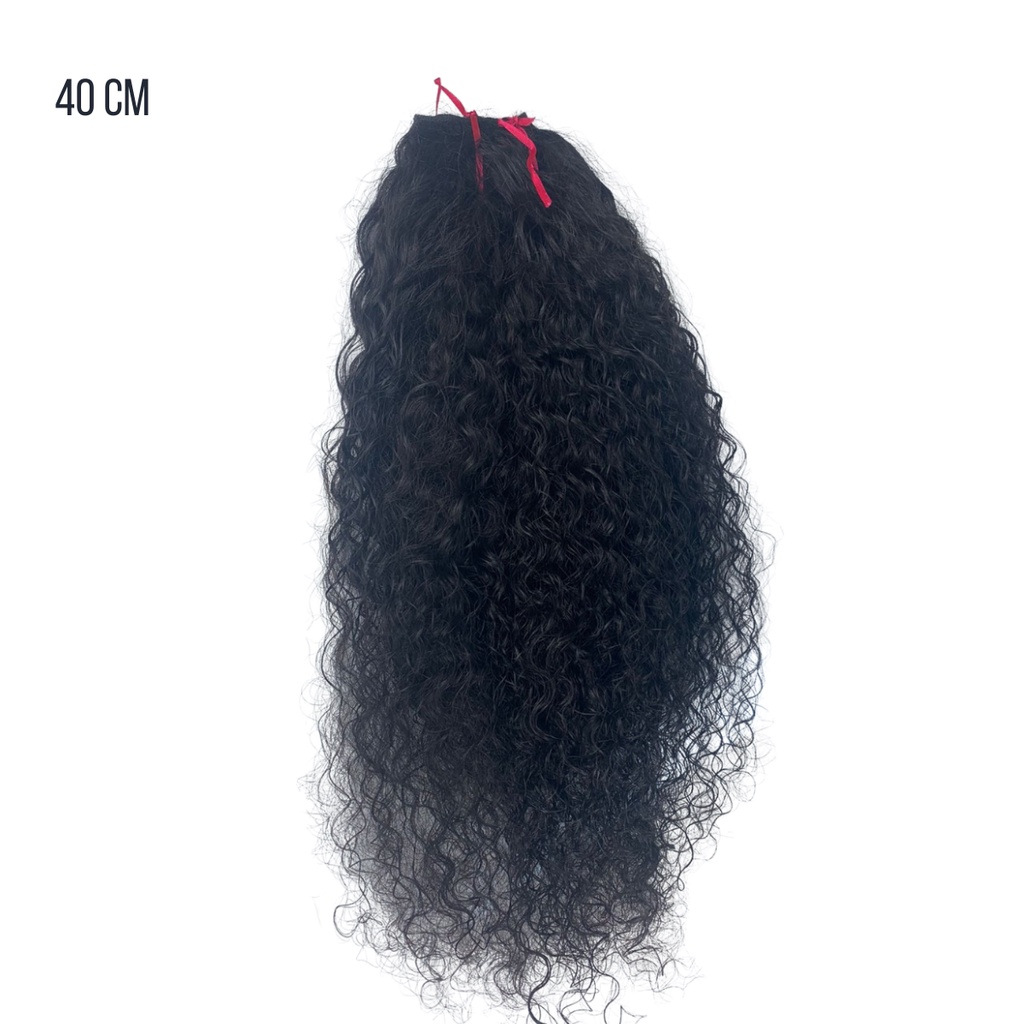 Mega Hair Costurado Mispira Cacheado - cor #1B preto natural - humano ...
