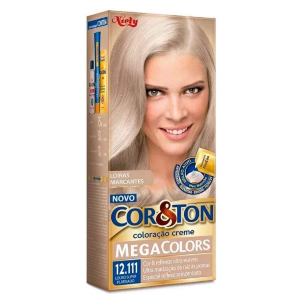 Tintura Cor & Ton Mega Colors 180g Cor 12.111 Louro Super Platinado ...
