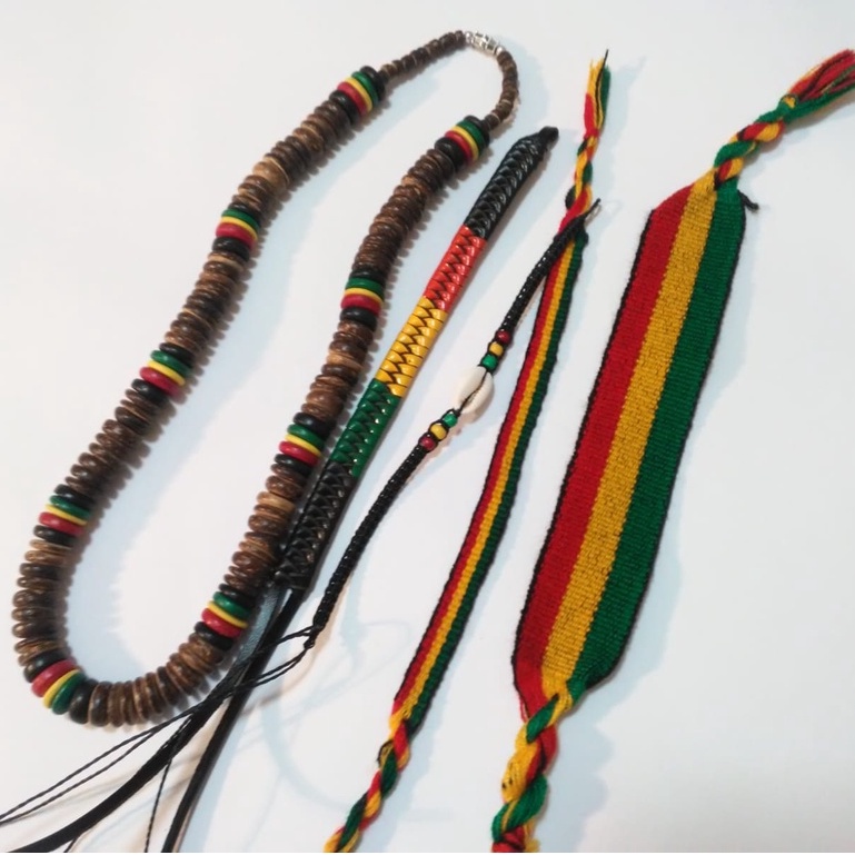 Kit Reggae Jamaica com peças de Estilo Hippie Pulseiras de Pano ...