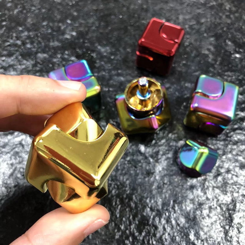 Dado Mágico Quadrado De Metal Girar Cubo Fidget Spinner Antistress ...