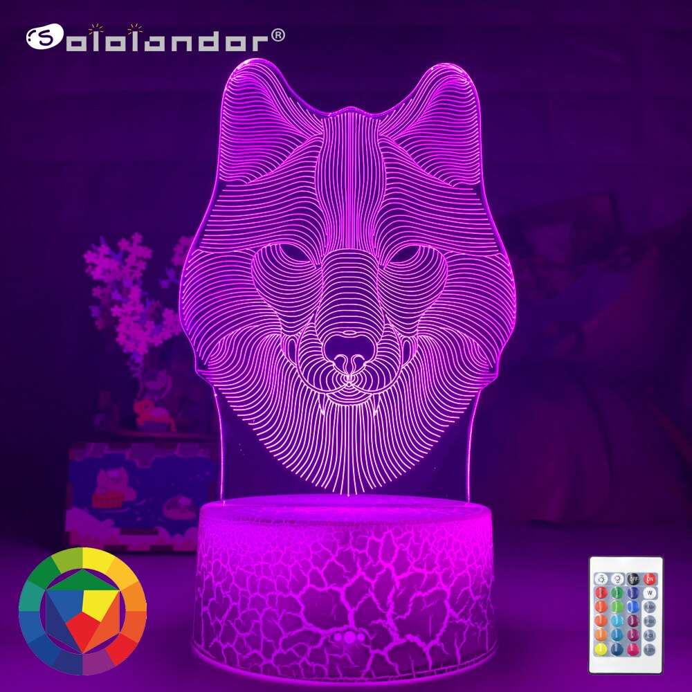 Luminária De Mesa Com Claro Led Colorida De Lobo Lobo 3d / Luminária De ...