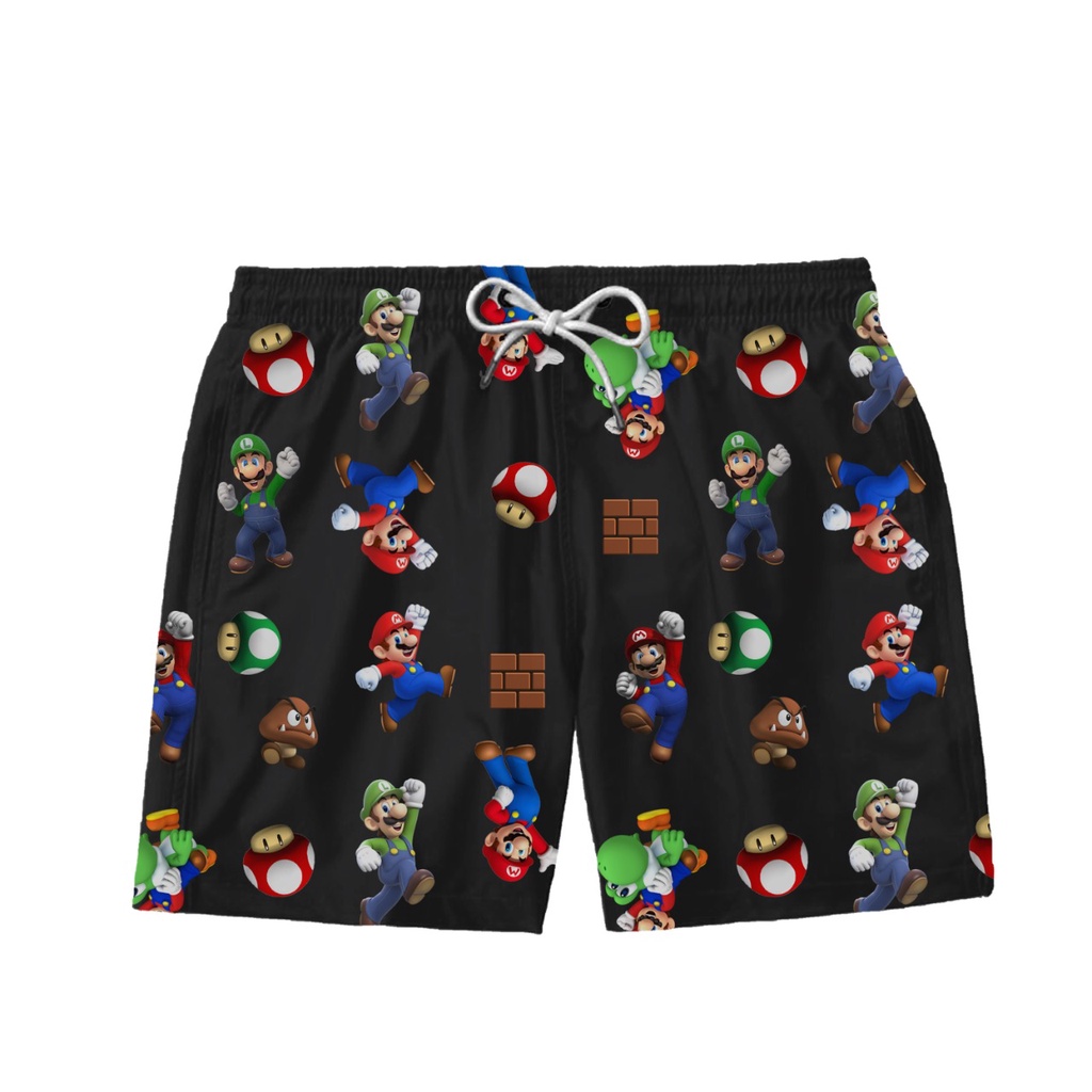 Short Masculino Bermuda Praia Jr Mauricinho Super Mario Poliester ...