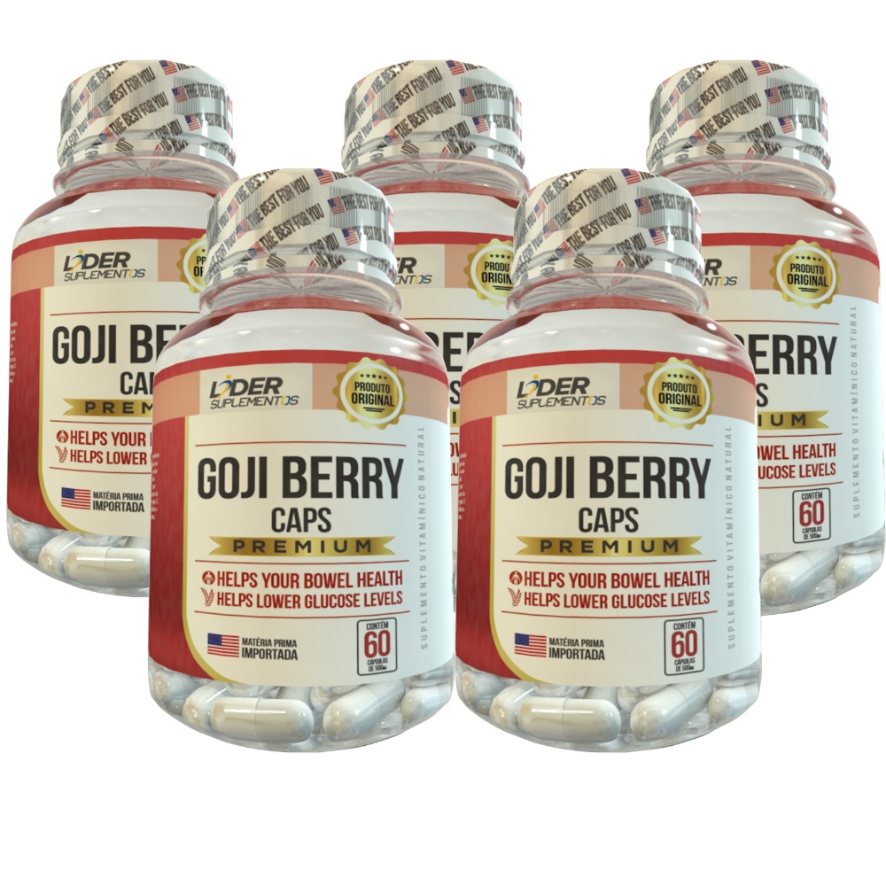 Goji Berry Caps - 60 cápsulas 500mg - kit com 5 potes | Shopee Brasil