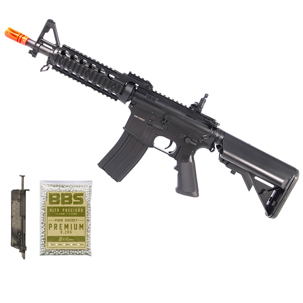 Rifle Airsoft M4 Cm505 Elétrica Aeg Rajada Cyma Cqb Bbs Cal. 6mm + 1000 ...
